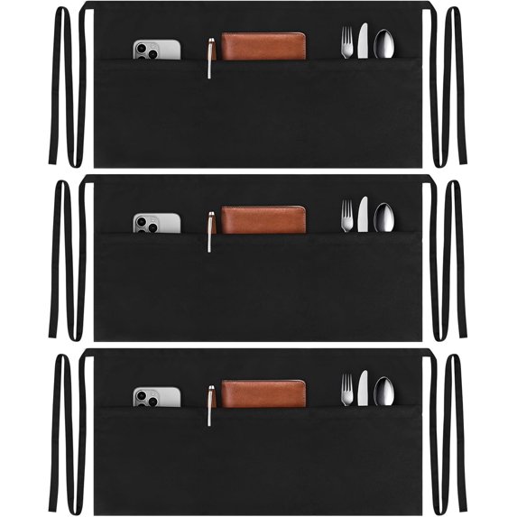 3 Pack Server with 3 Pockets, Water Oil Stain Resistant Waitress Waiter ...