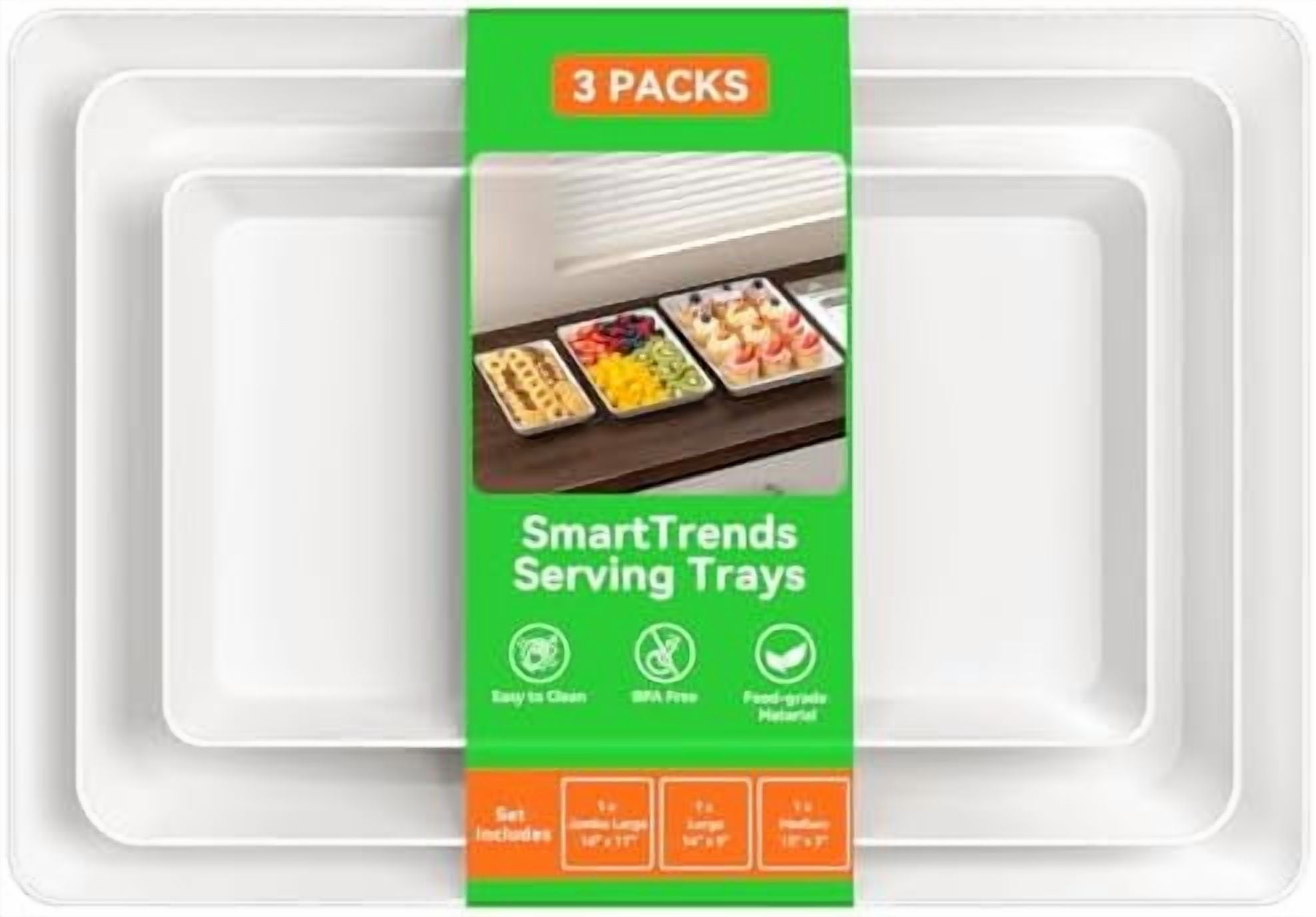 3-Pack Serving Tray for Parties, Serving Platter in 3 Sizes for ...