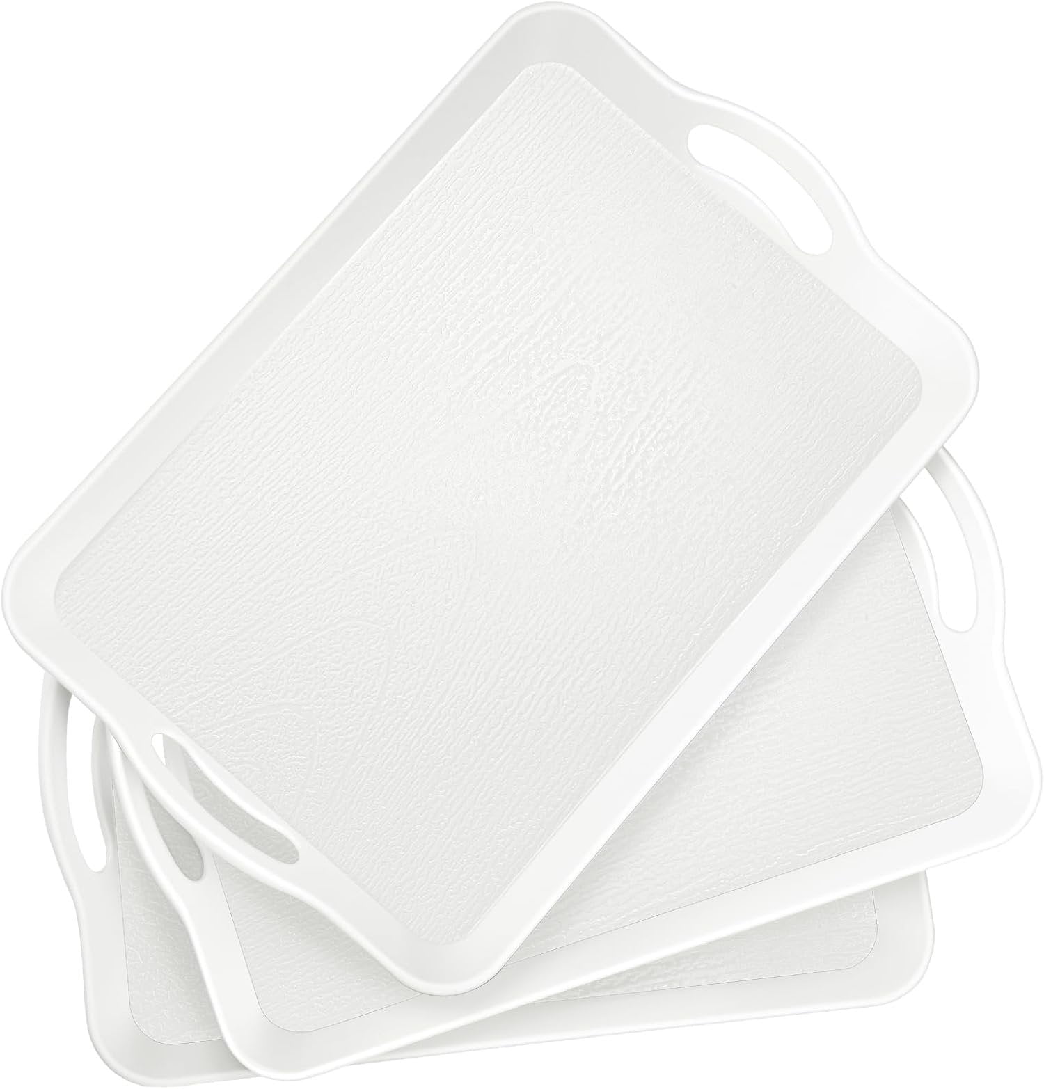 3 Pack Serving Trays with Handles, 16 x 11 inch Rectangular Plastic ...