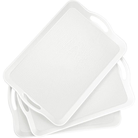 3 Pack Serving Trays with Handles, 16 x 11 inch Rectangular Plastic ...