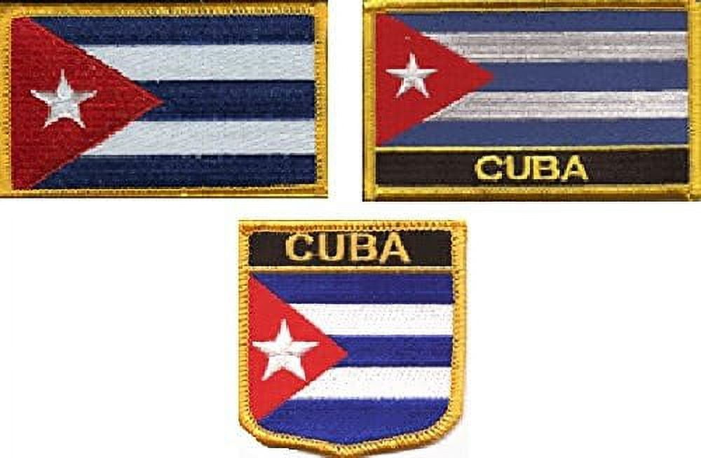 3 Pack Set Of Cuba Flag Patches, Contains Patch With Name, Without Name And A Shield Patch ...