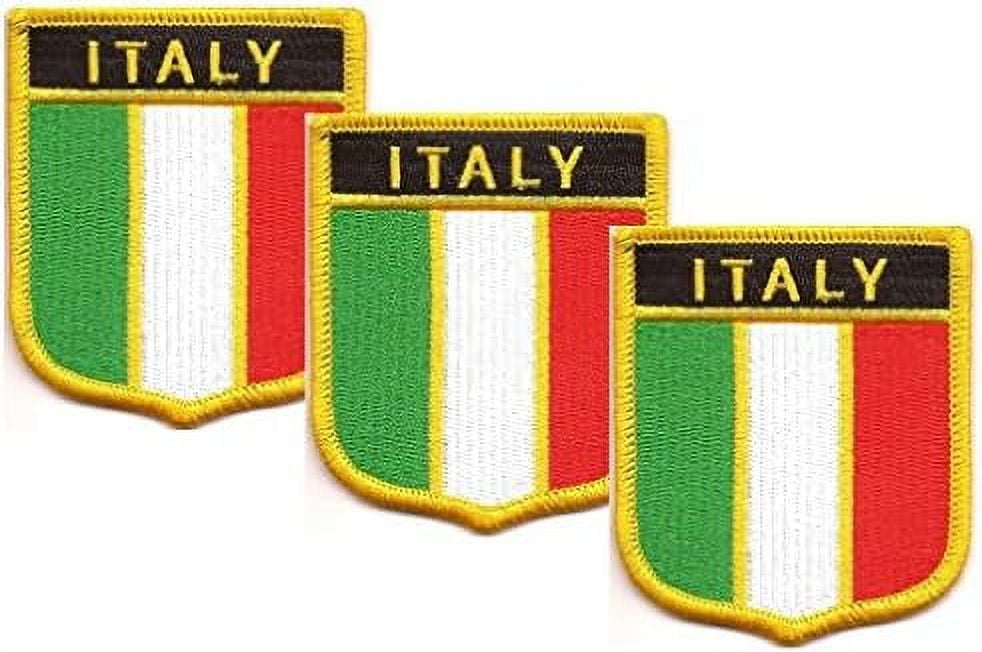 3 Pack Set Of Italian Shield Flag Patches, Italy Embroidered Iron On Or Sew On Country Flag ...