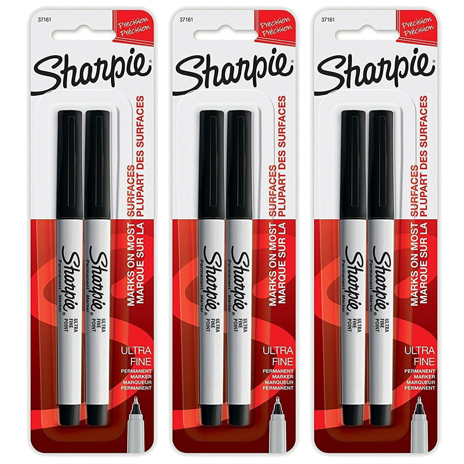 (3 Pack) Sharpie Ultra Fine Point Permanent Markers, 2 Black Markers ...