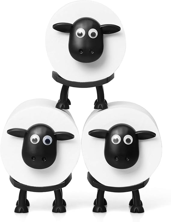 ‌3-Pack Sheep Toilet Paper Roll Holders Set - Adorable Bathroom ...