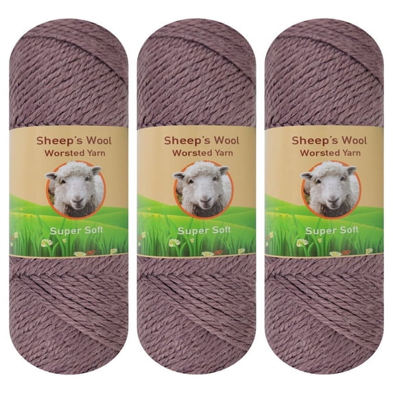 3-Pack Sheep Wool Worsted Yarn for Knitting and Crocheting 300 Grams ...