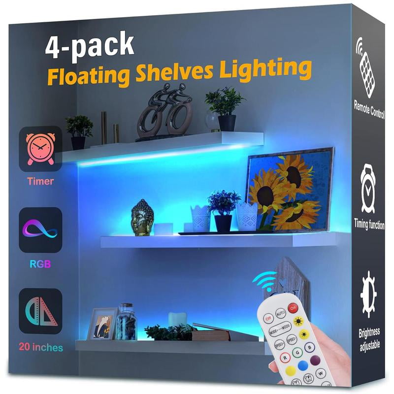 3-Pack Shelf Lights, Upgrade Battery Operated 20inch Led Strip Lights ...