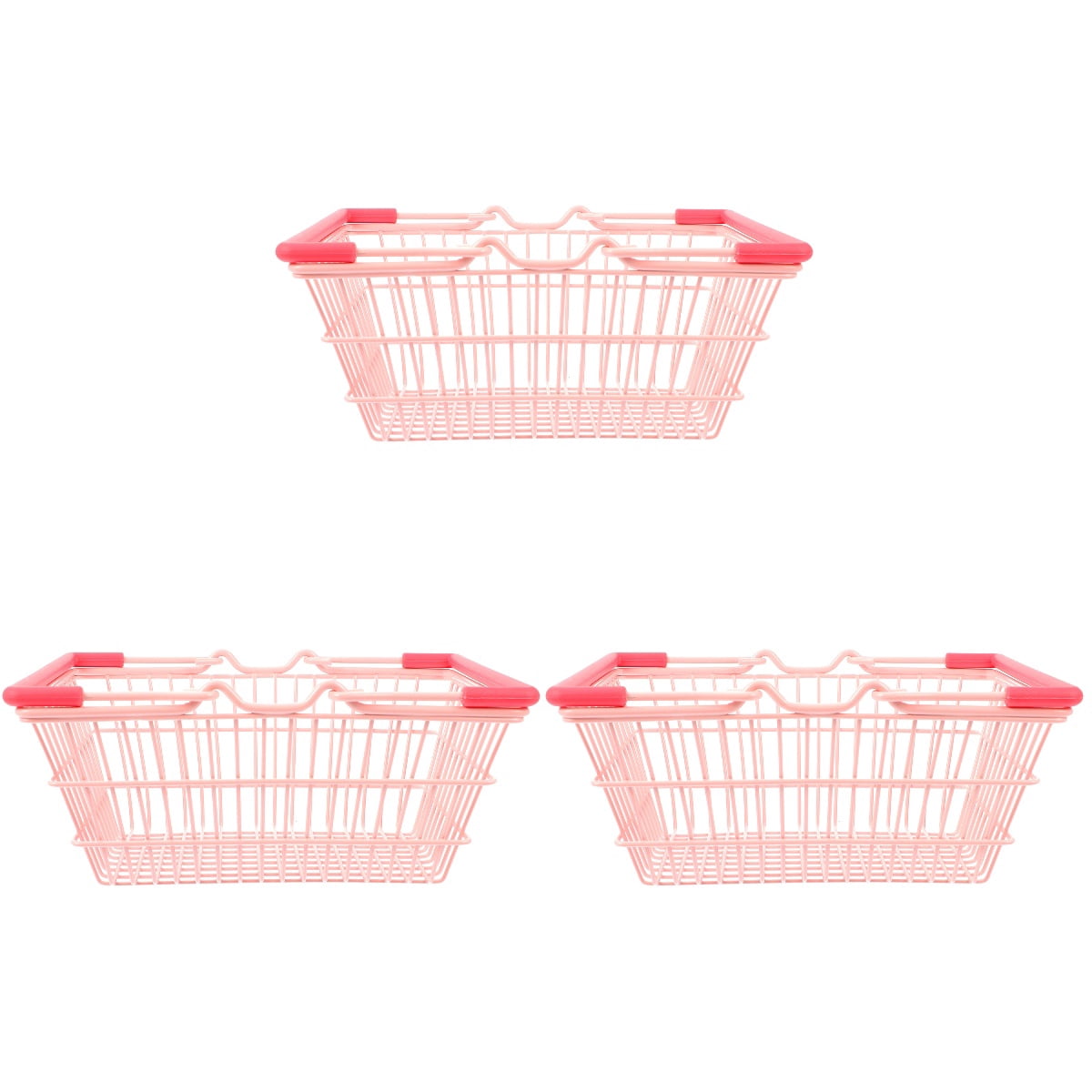 FENGGUIQU 3pcs Simple Shape Pink Alloy Shopping Baskets for Home Use ...