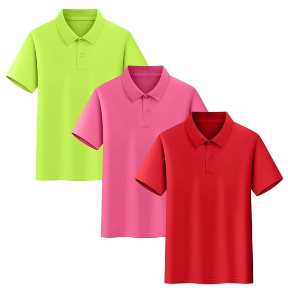 3 Pack Short Sleeve School Polos T-Shirts for Boys and Girls (3-17 ...