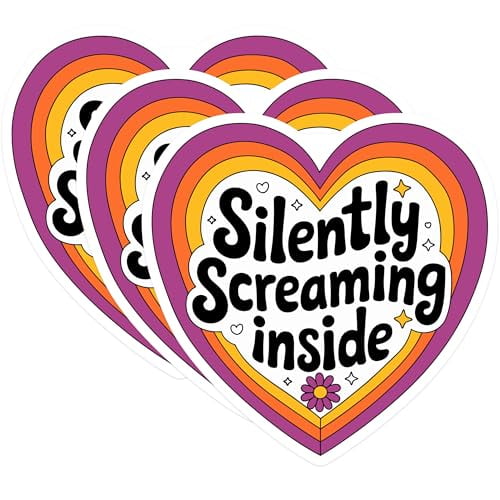 (3 Pack) Silently Screaming Inside Decals - Retro Heart Decal - Funny ...