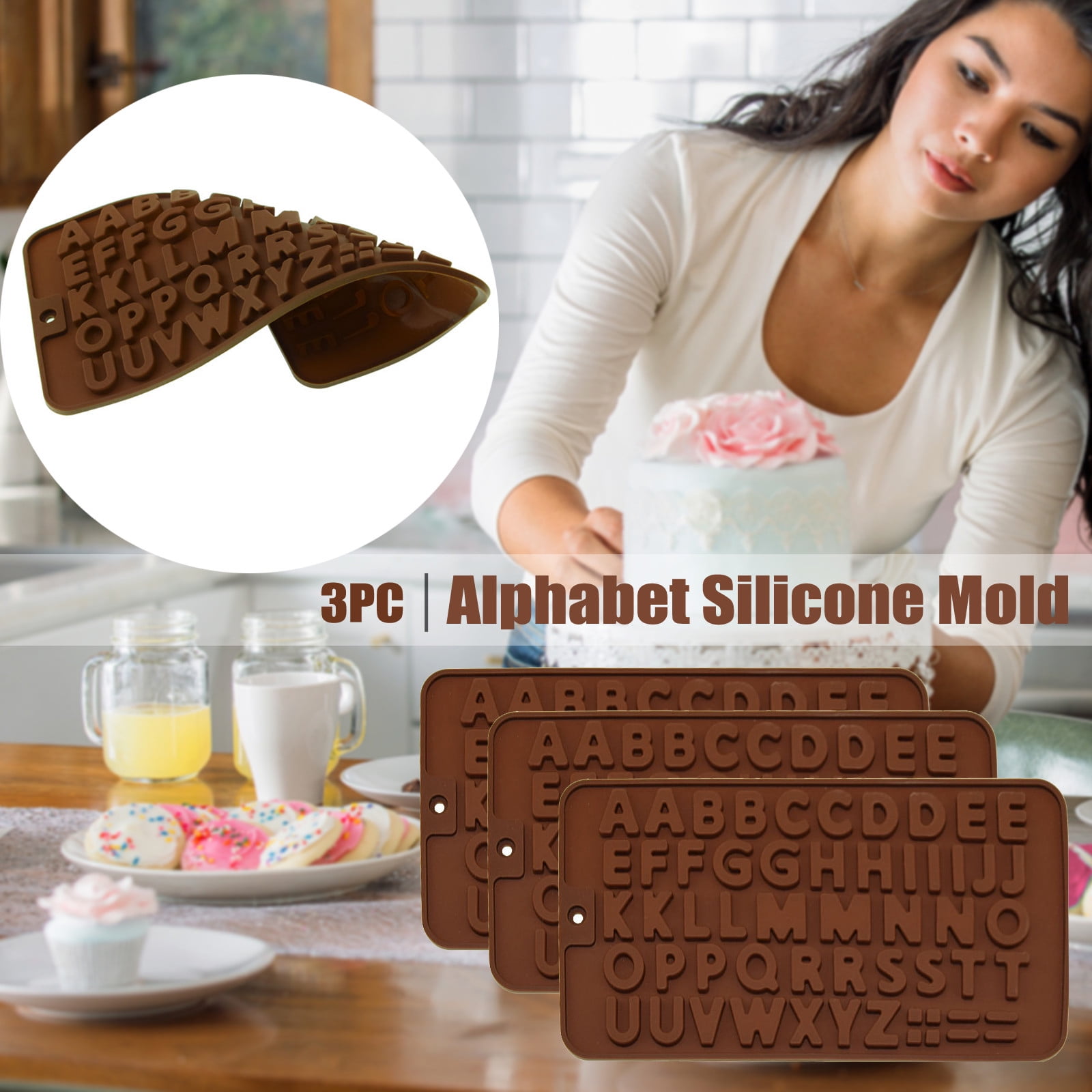 3-Pack Silicone Alphabet Molds For Chocolate, Cake, Jelly, Pudding, Ice ...