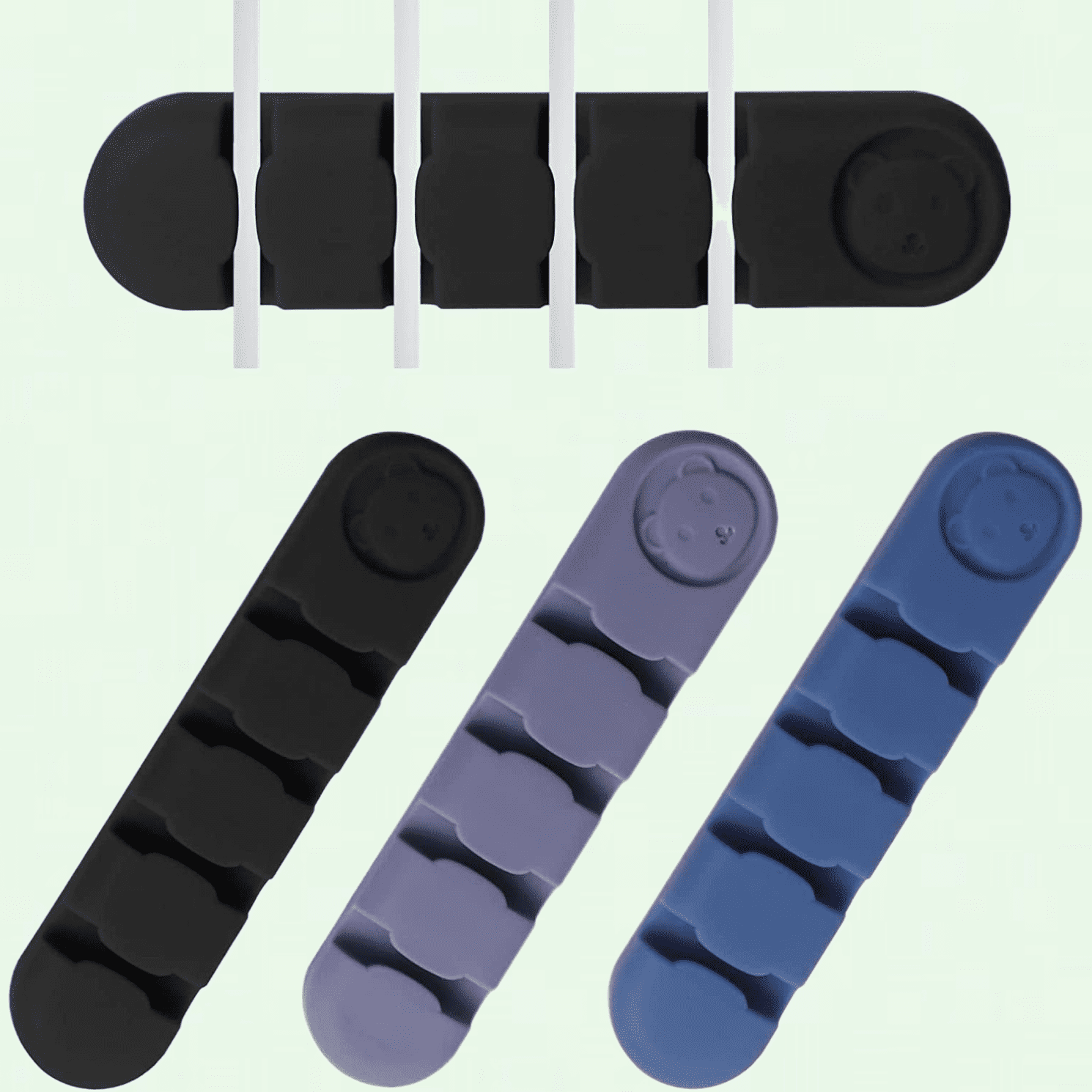 3-Pack Silicone Cable Clip for Desk Organization, Colorful Cord Hider ...