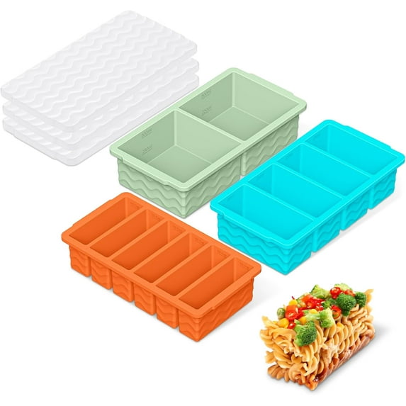 3-Pack Silicone Freezer Trays with Lid 2 Large 2-Cup(500ml)&4 Medium 1 ...