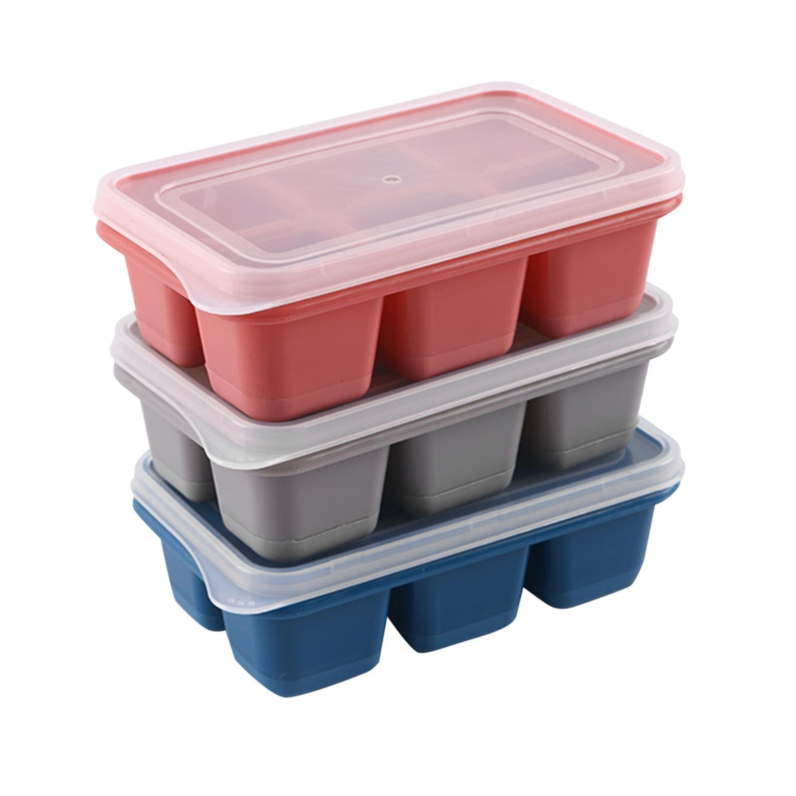 3-Pack Silicone Ice Cube Trays with Lids - Easy-Release Mini Ice Cube ...