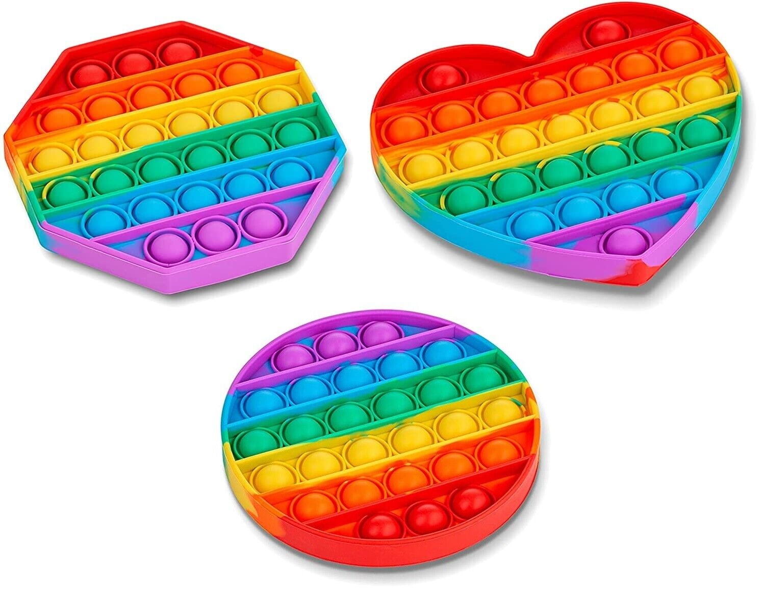 3 Pack Silicone Popit Fidget Push Bubbles Sensory Stress Relief Popper ...