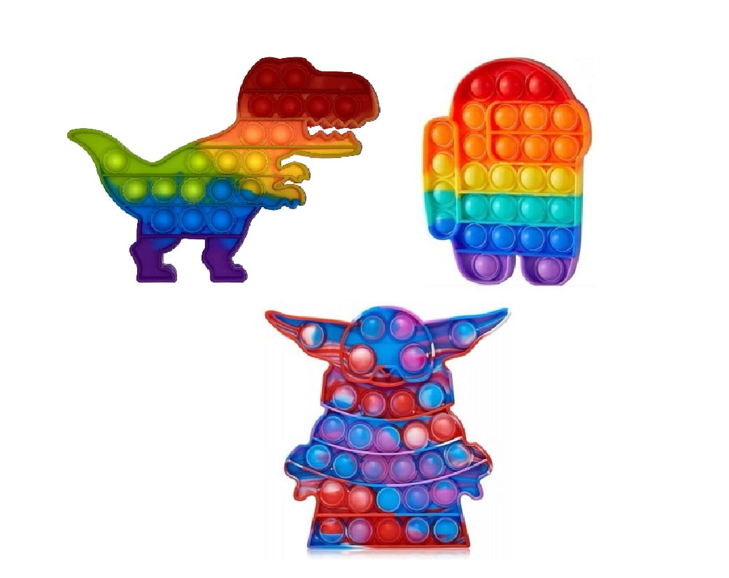3 Pack Silicone Popit Fidget Push Bubbles Sensory Stress Relief Toys ...