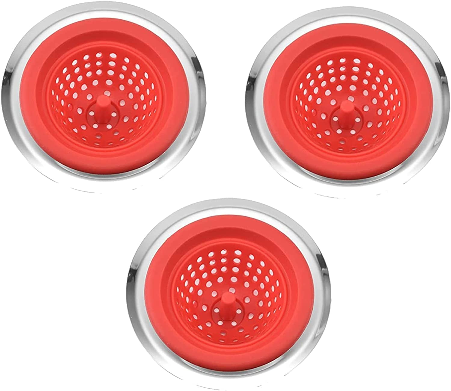3 Pack Silicone Sink Drain Strainer Mesh Drain Protector with Handles ...