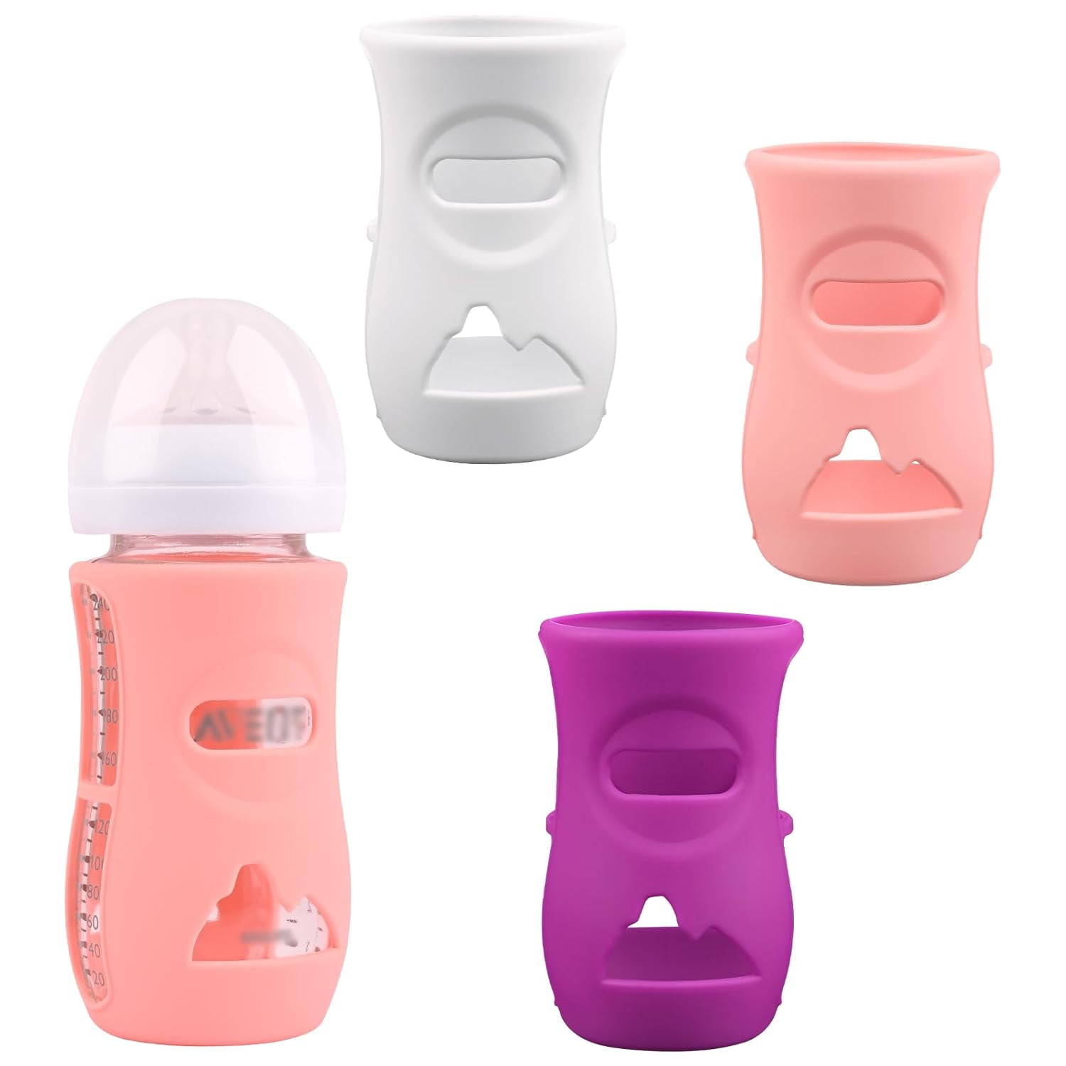 3 Pack Silicone Sleeves for Avent Natural Glass Baby Bottles, Anti ...