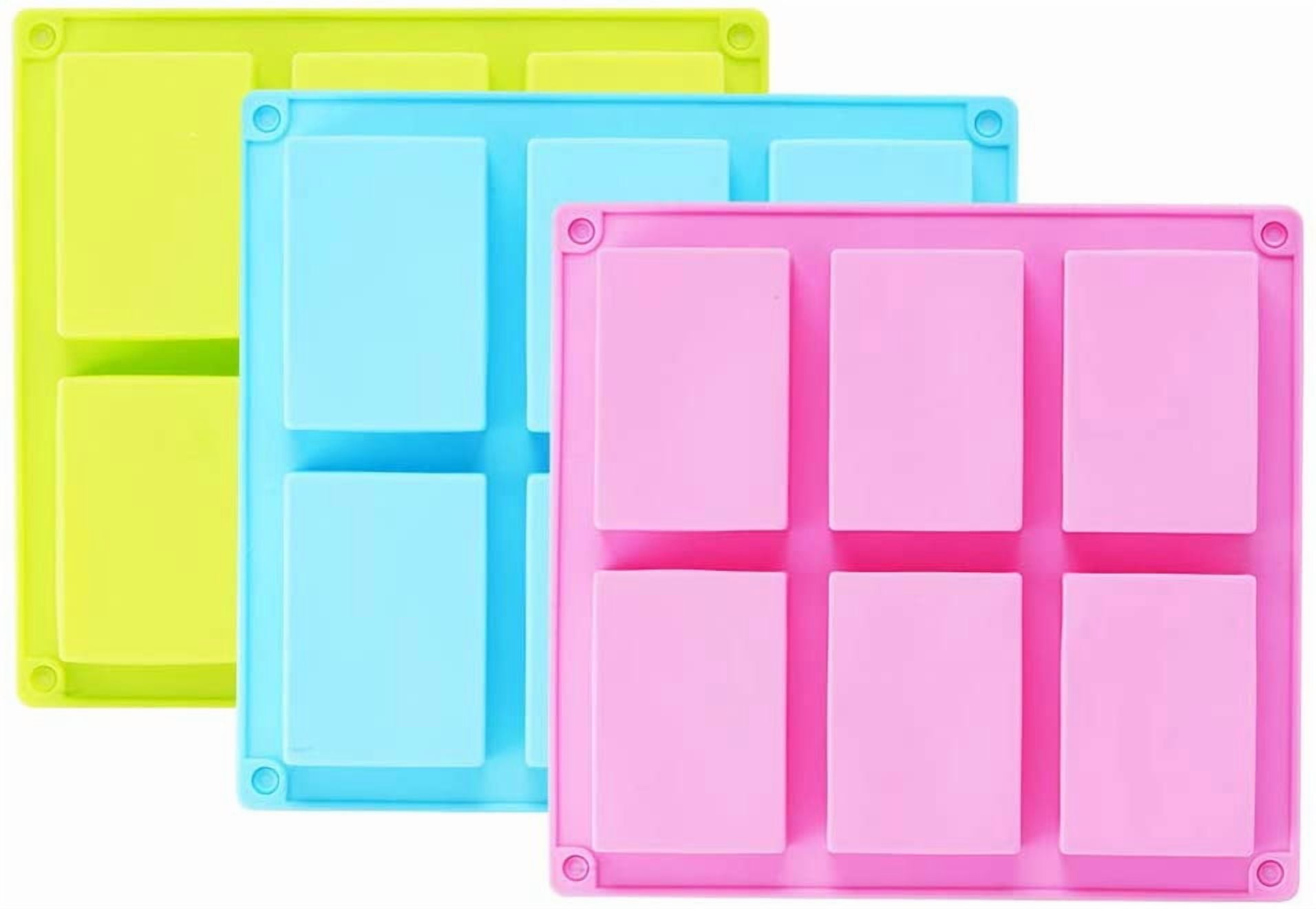 3 Pack Silicone Soap Molds(Blue & Pink & Green), 6 Cavities Silicone ...