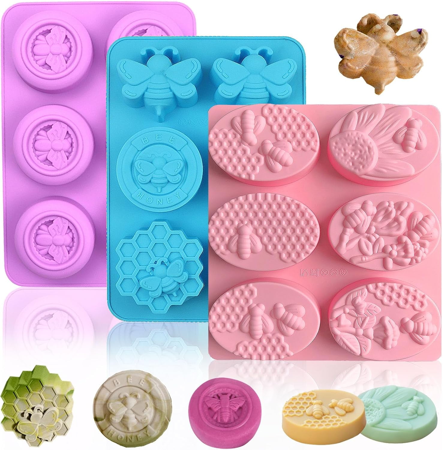 3 Pack Silicone Soap Molds,Flowers Soap Mold for Soap Making,Great for ...