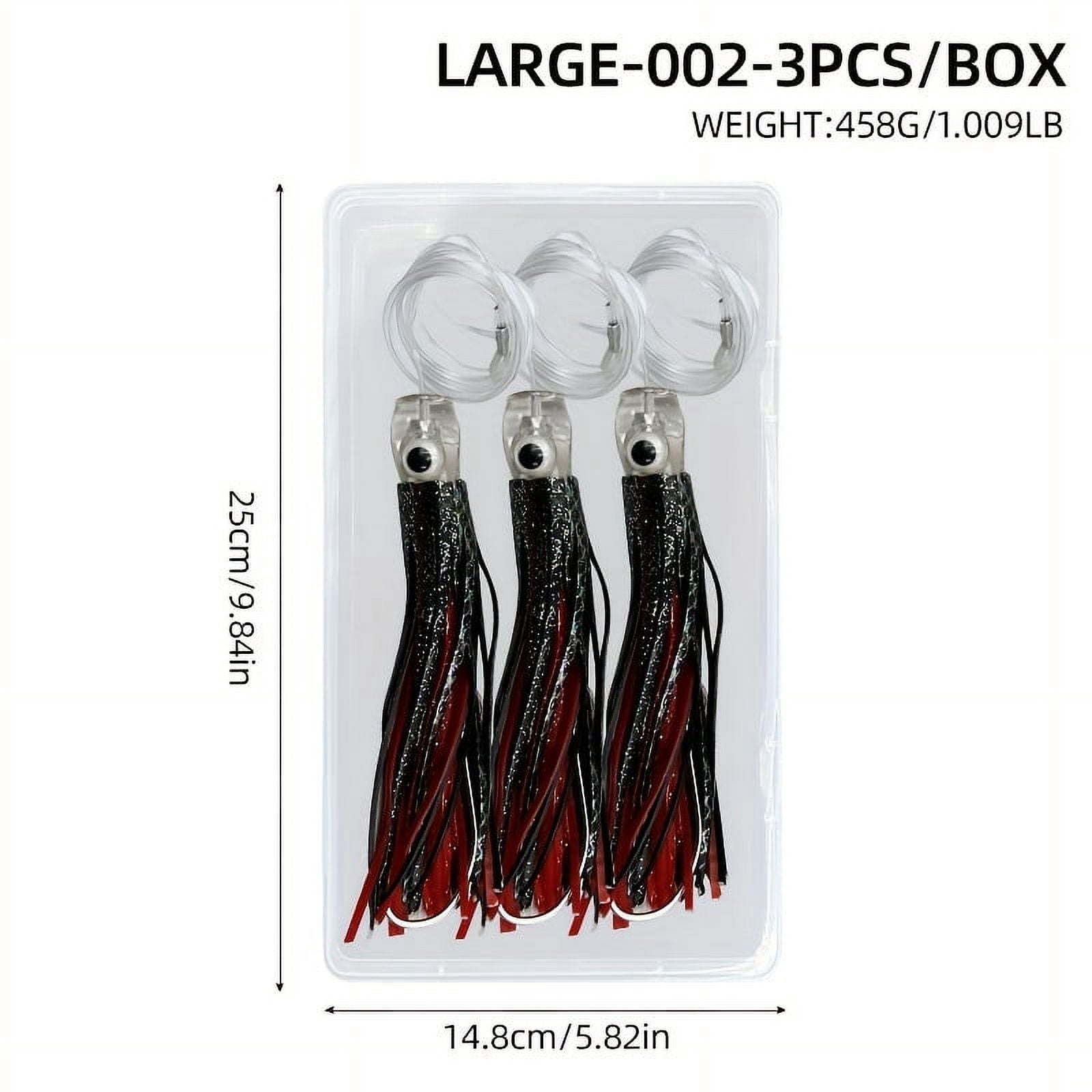 3-Pack Silicone Squid Lures - Resin Head Soft Octopus Skirts - PVC Tear ...