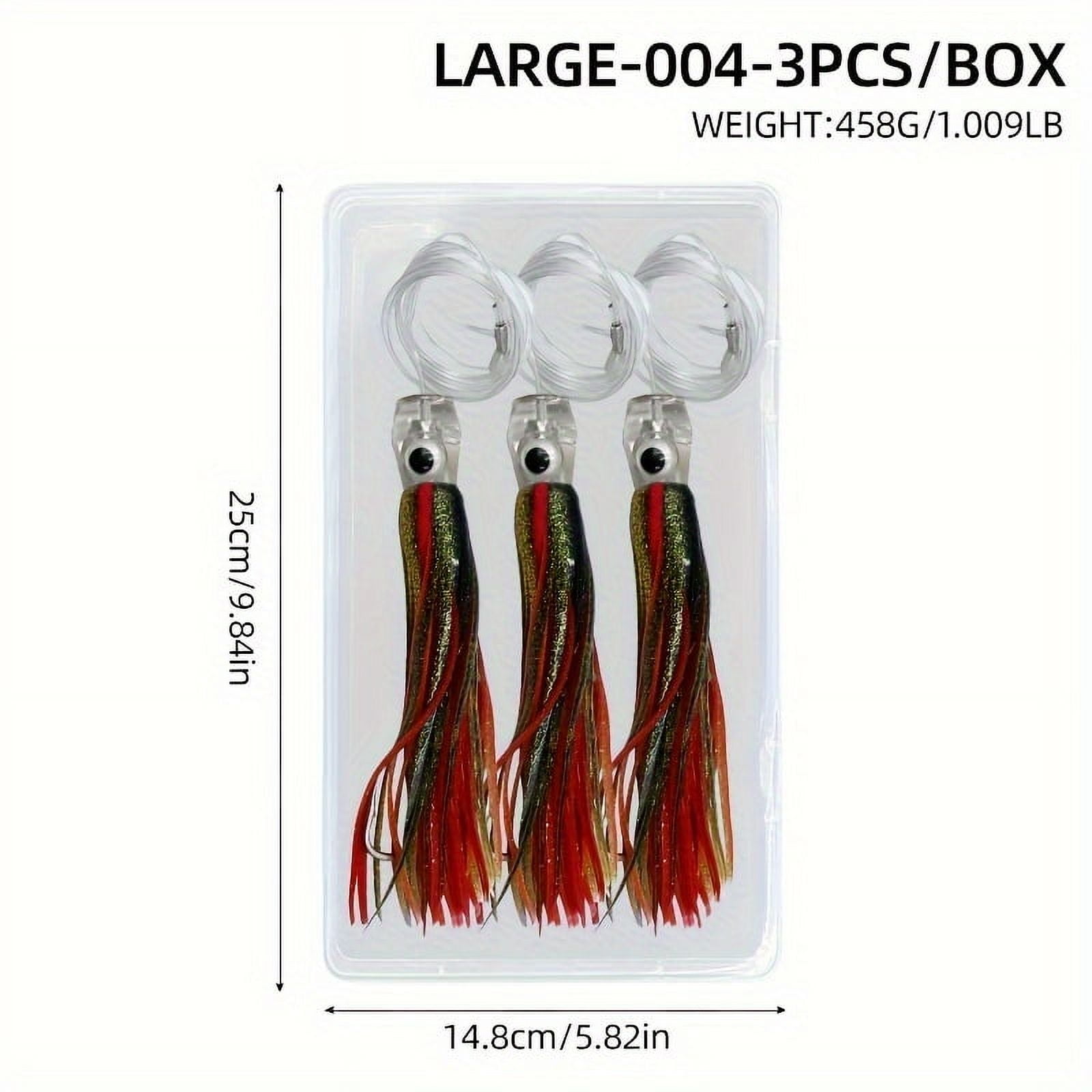 3-Pack Silicone Squid Lures - Resin Head Soft Octopus Skirts - PVC Tear ...