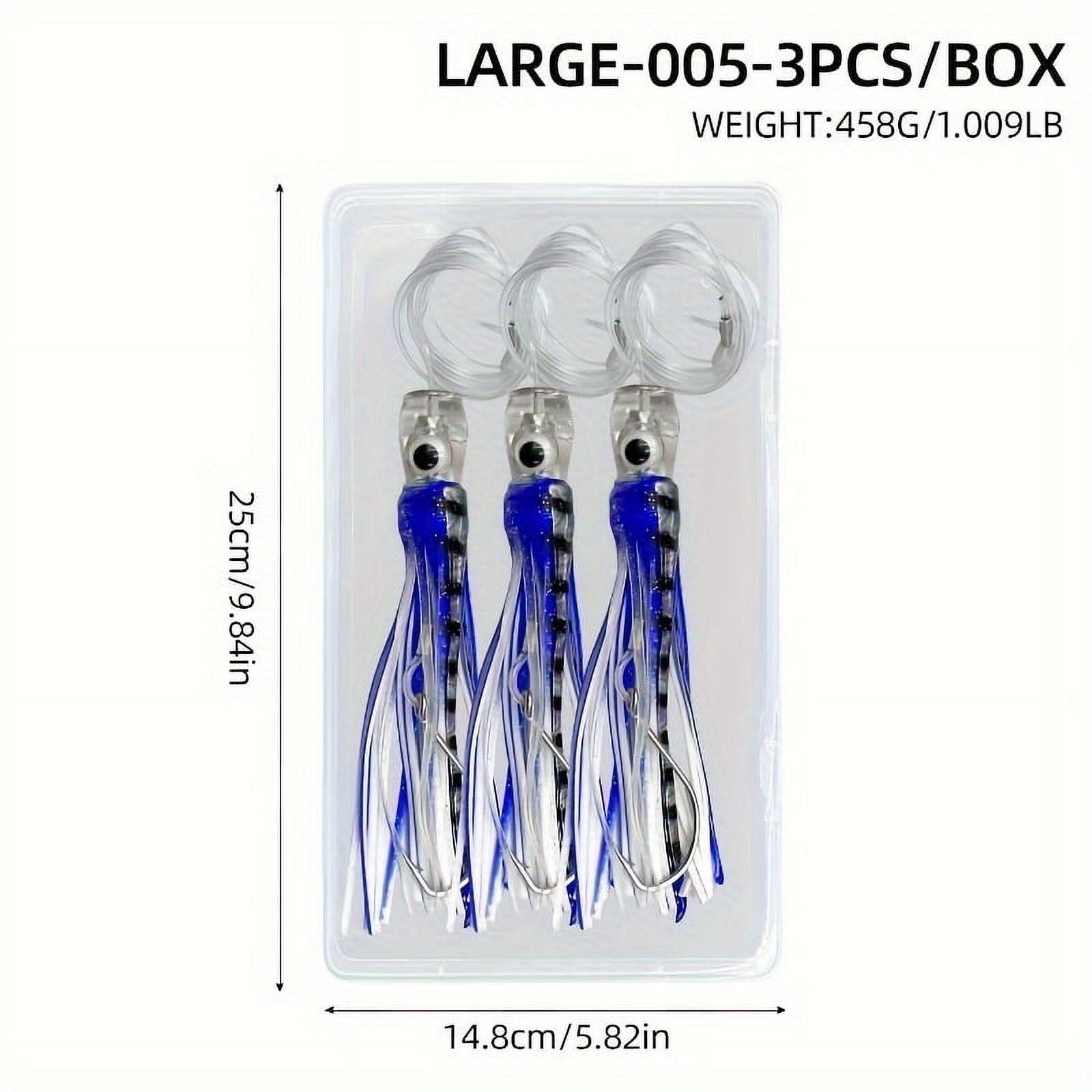 3-Pack Silicone Squid Lures - Resin Head Soft Octopus Skirts - PVC Tear ...