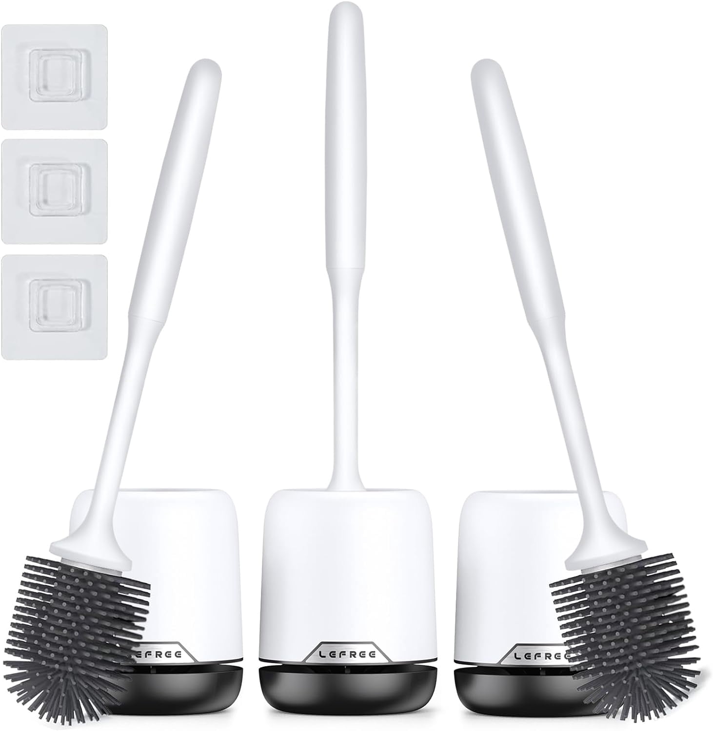 3 Pack Silicone Toilet Bowl Brush and Holder Set with Ventilated Holder ...