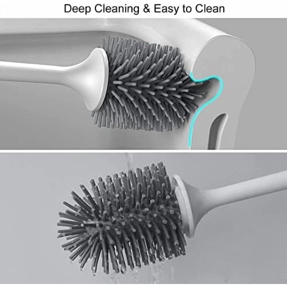 3 Pack Silicone Toilet Bowl Brush and Holder Set with Ventilated Holder ...