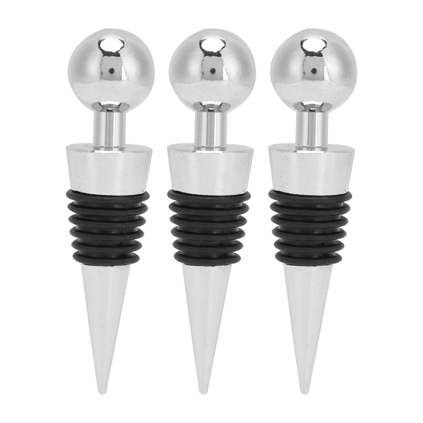 3-Pack Silver Round Head Wine Bottle Stopper for Bar and Holiday ...