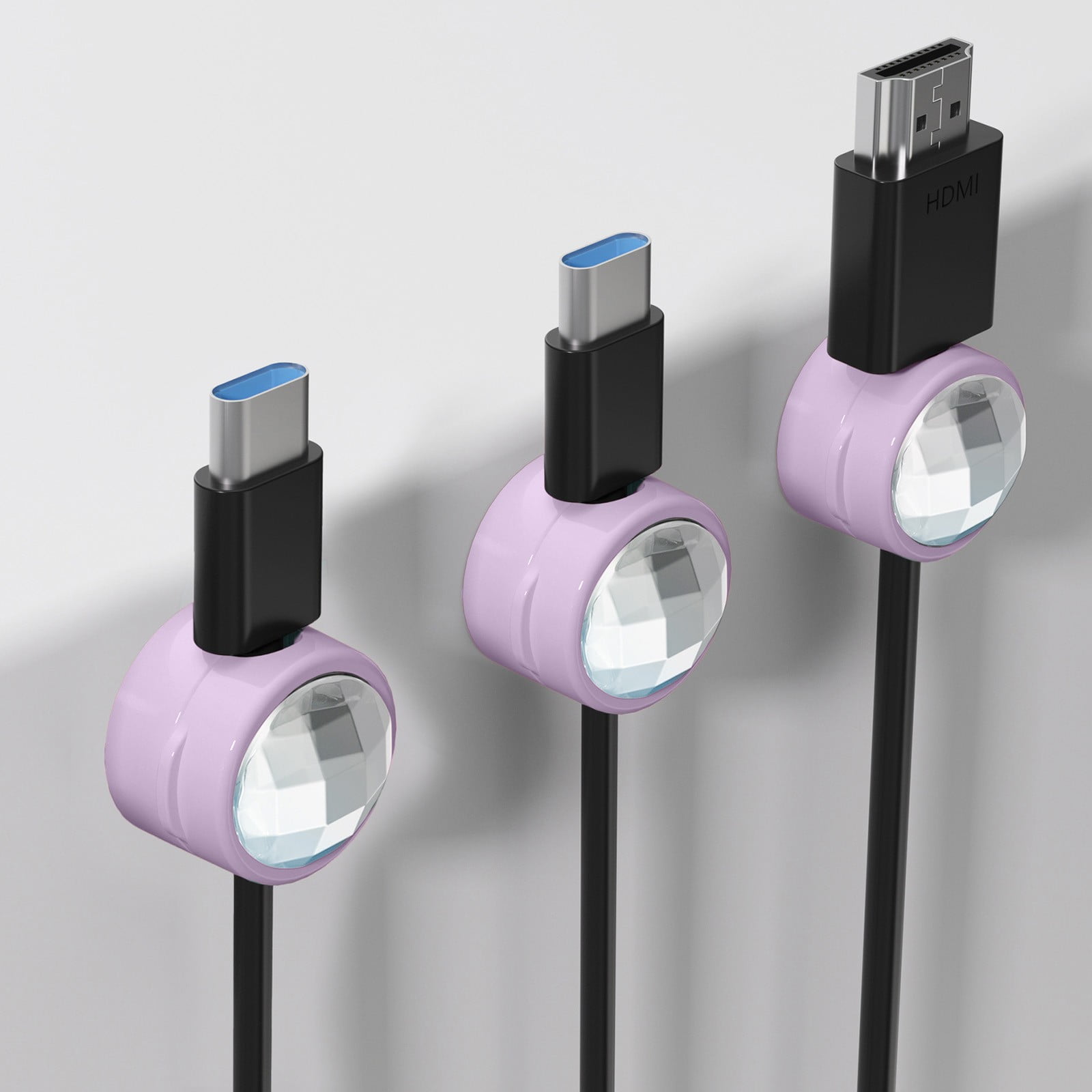 3-Pack Simulated Diamond Cable Organizer Clips - Charging Cable ...