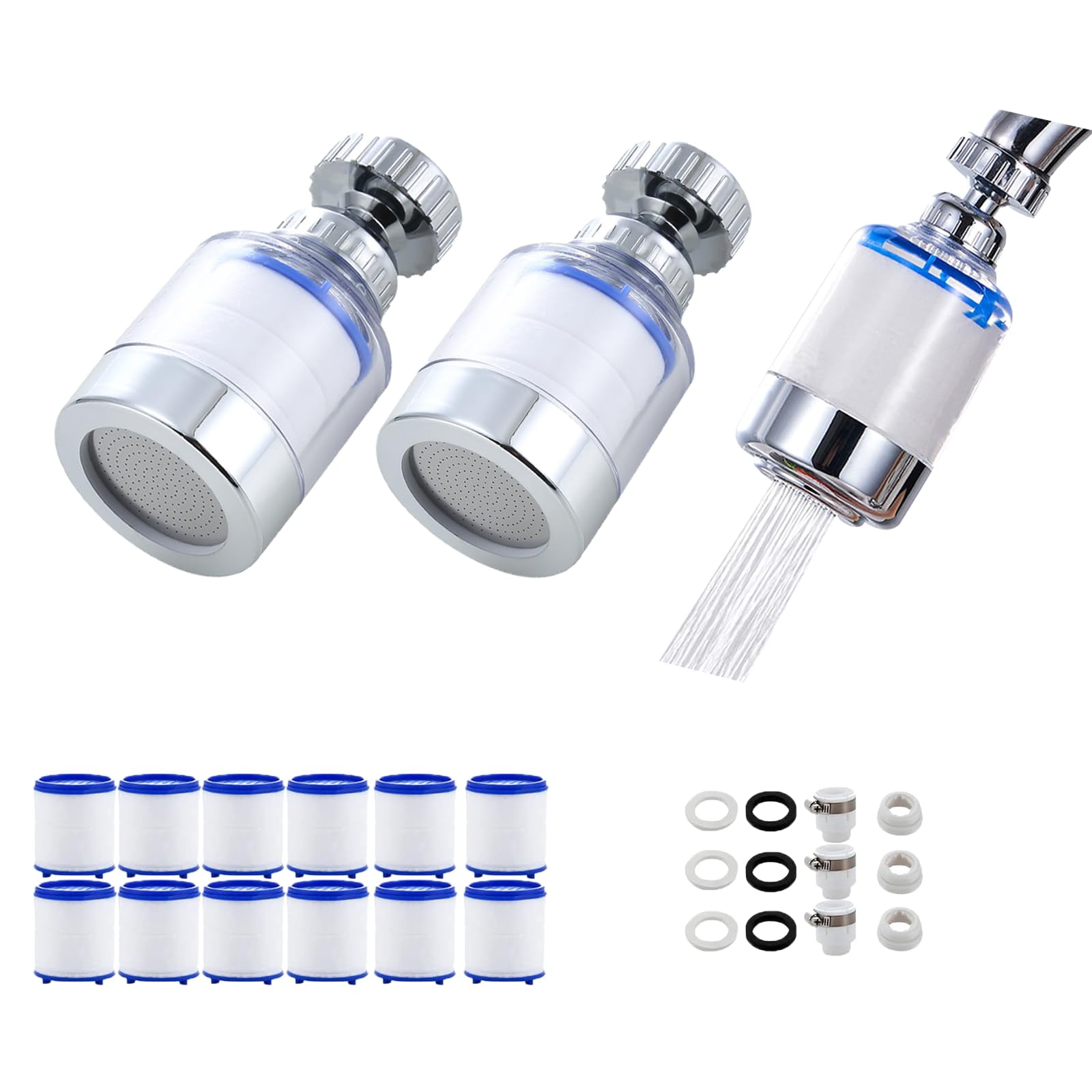 3 Pack Sink Water Filter Faucet, Universal 360 ° Rotating Bathroom Sink ...