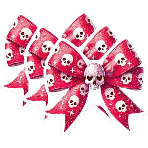 (3 Pack) Skull Bow Decals - Spooky Cute Decal - Laptop Decals - 3 ...