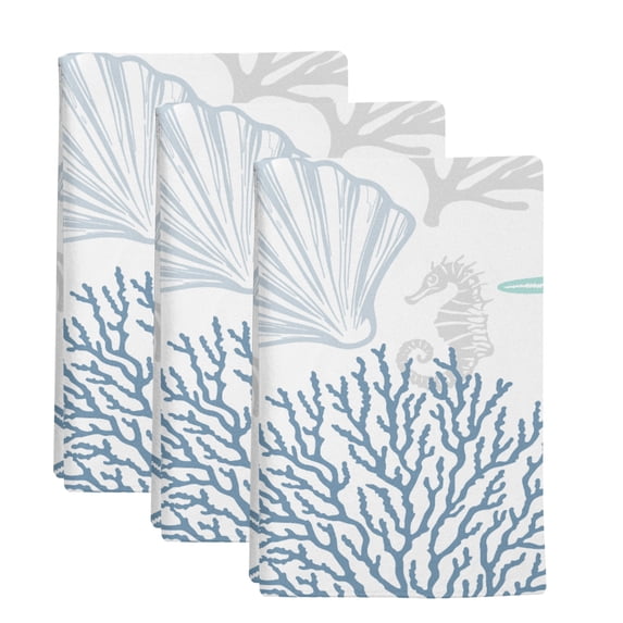 3 Pack Sky Blue Coral Kitchen Towels Starfish Seashell Ocean Summer ...