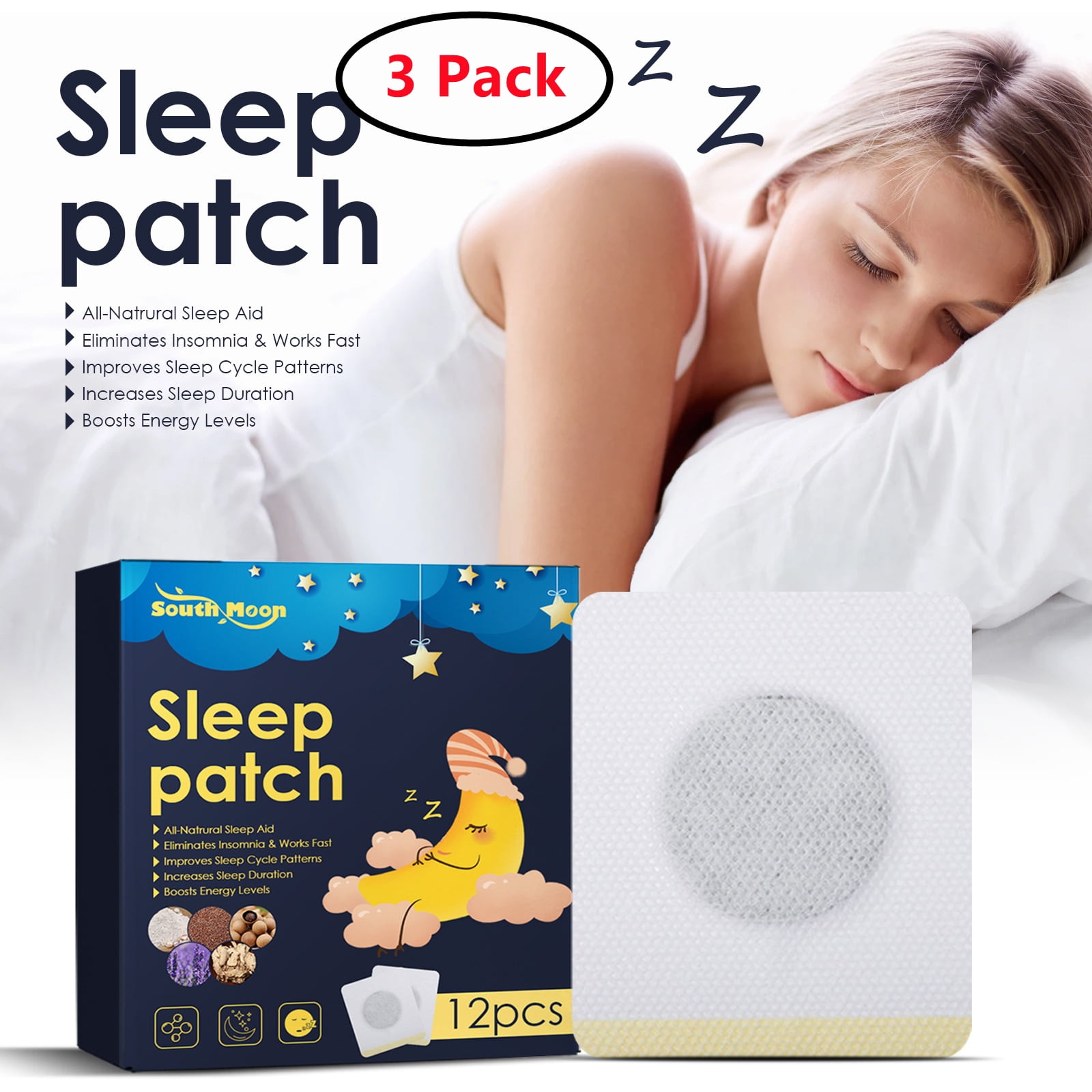 3 Pack Sleep Patches,12 Pcs Sleep Aid Patches with Melatonin,Extra ...