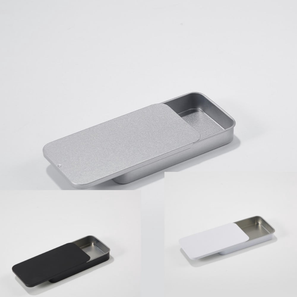 3-Pack Slide Top Rectangular Metal Containers, Silver+Black+White ...