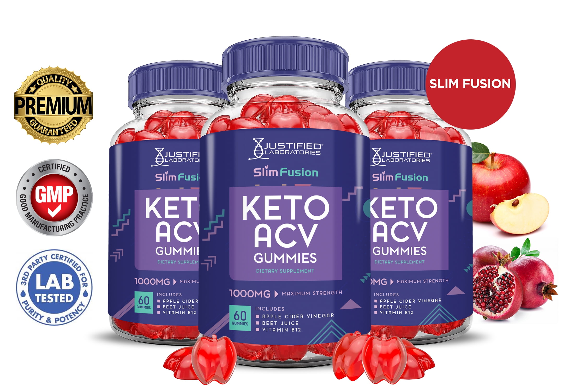 (3 Pack) Slim Fusion Keto ACV Gummies 1000MG Dietary Supplement 180 ...