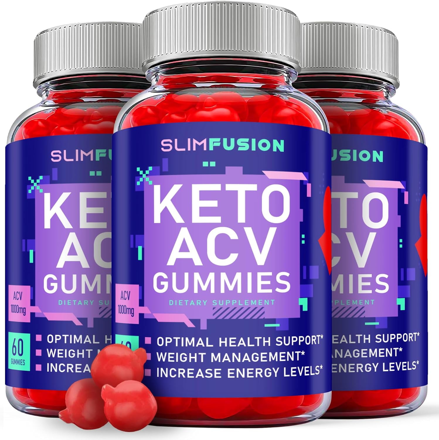 3 Pack Slim Fusion Keto Acv Gummies Active Control Booster For