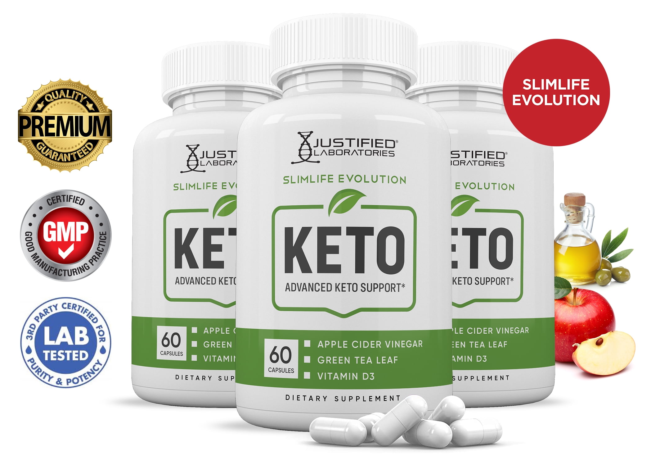 (3 Pack) Slimlife Evolution Keto ACV Pills 1275mg Alternative to ...