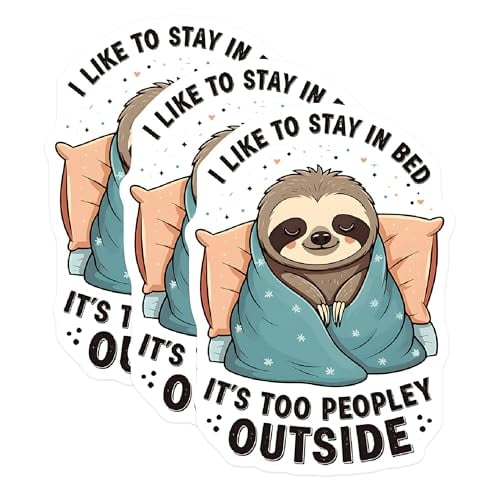 (3 Pack) Sloth Decals - Funny Lazy Sloth - Bed Lover Decals - 3 Inches ...