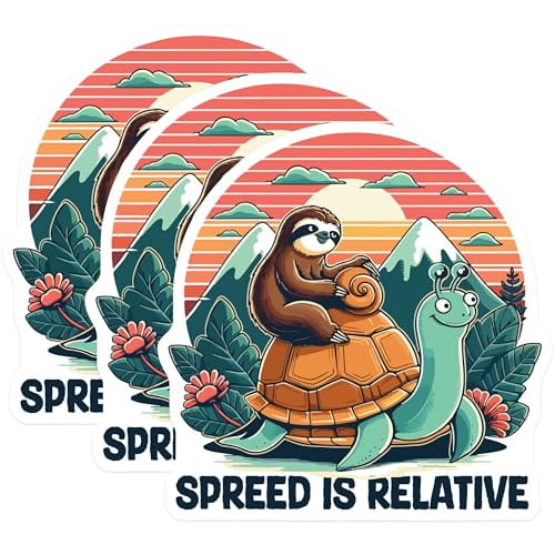 (3 Pack) Sloth Rides Snail Decals - Speed is Relative Art - Funny ...