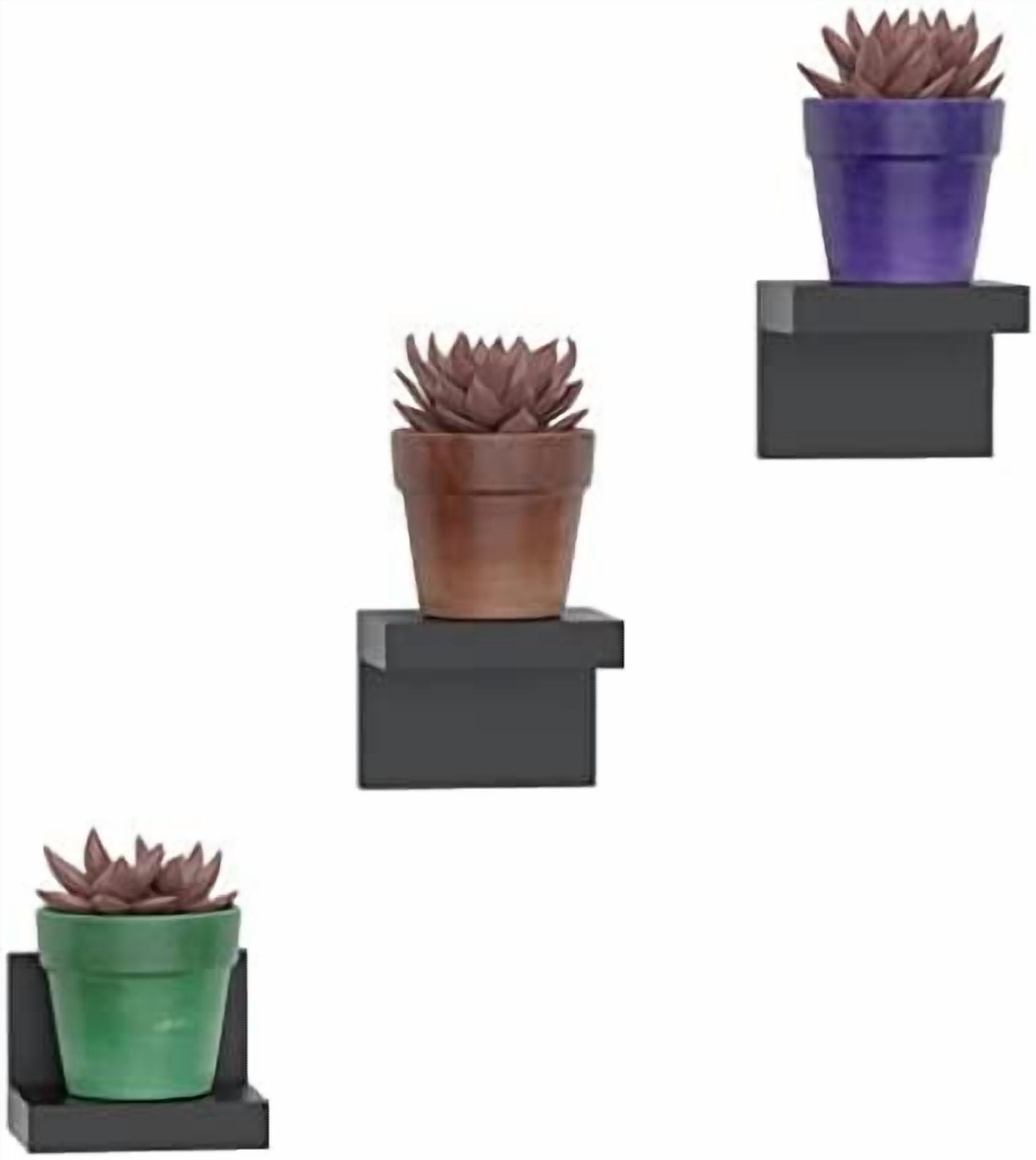 3-Pack Small Floating Shelves for Wall, Plastic Black Shelf 4 Inch ...