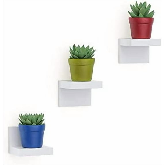 3-Pack Small Floating Shelves for Wall, 4 Inch Plastic Display Ledges ...