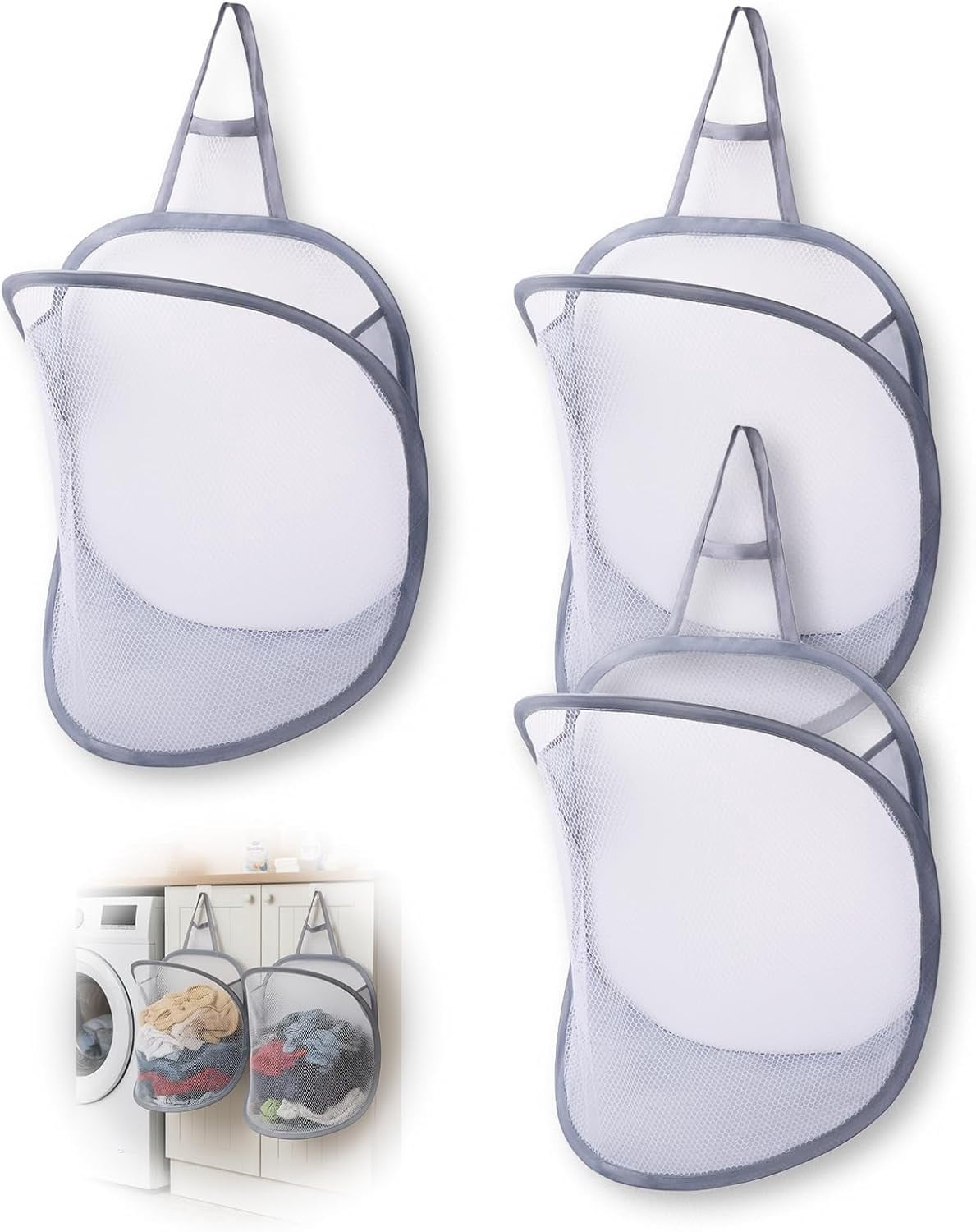 3 Pack Small Hanging Laundry Bag, Foldable Mini Mesh Laundry Hamper ...