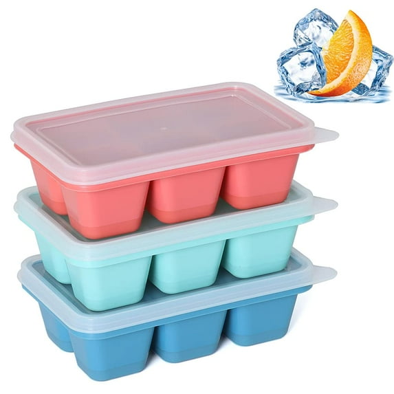 3 Pack Small Ice Cube Trays for Freezer, Stackable Mini Ice Molds with ...