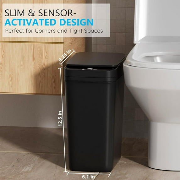 3-Pack Small Motion Sensor Trash Can – 2.6 Gallon Touchless Garbage Bin ...