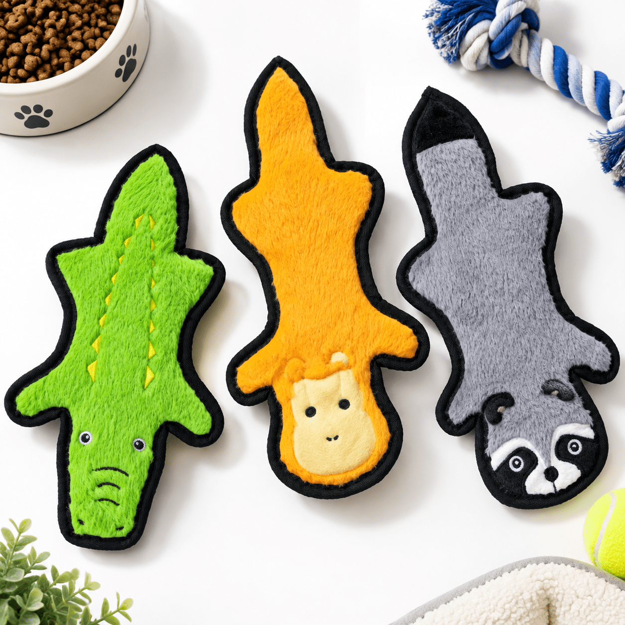 3 Pack Small No Stuffing Crinkle Squeaky Dog Toys for Aggressive ...