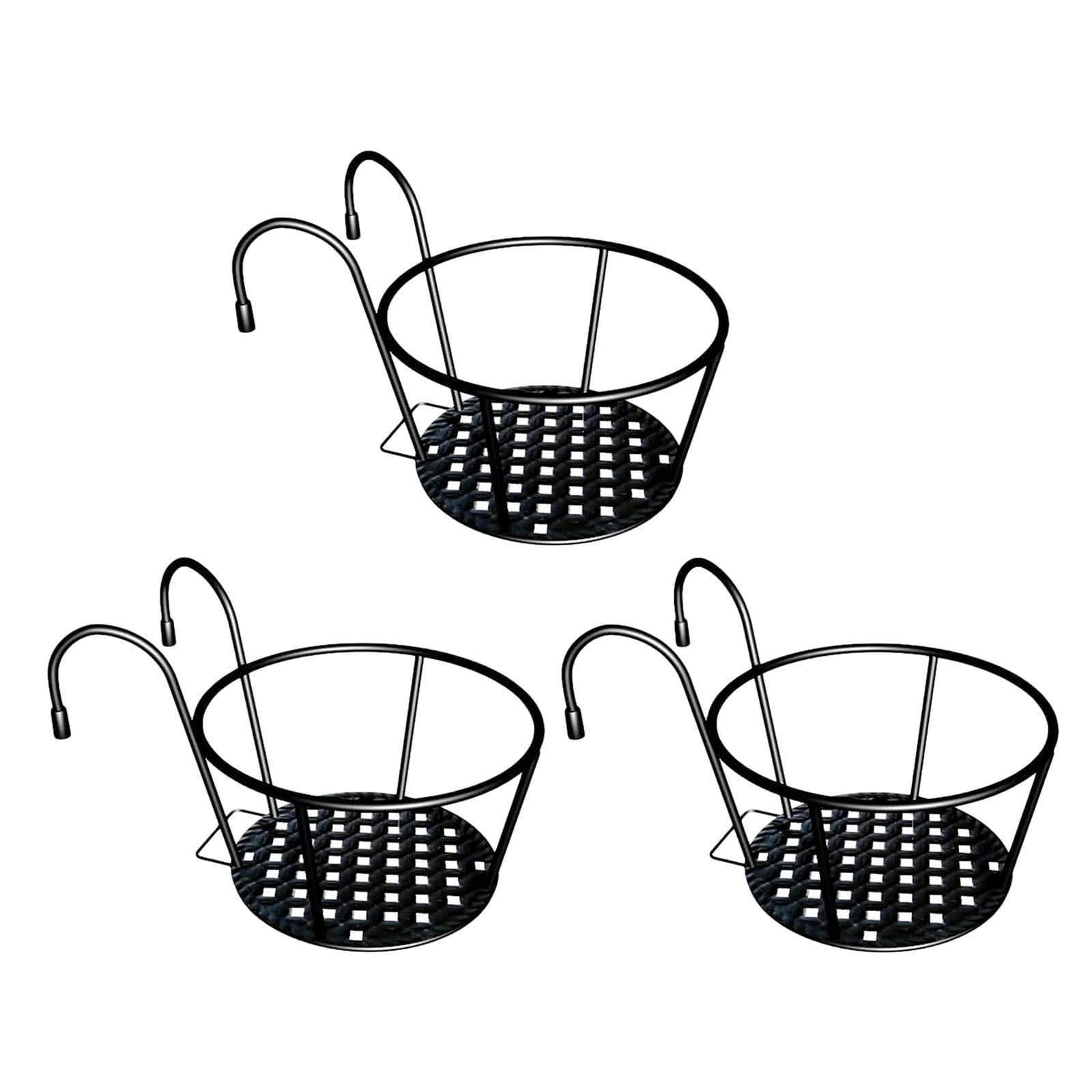 3 Pack Small Round Metal Hanging Railing Planters,Hanging Railing ...