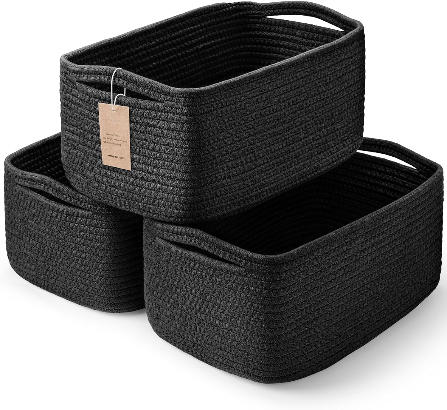 3-Pack Small Storage Baskets for Organizing | Woven Shelf Toy Basket ...