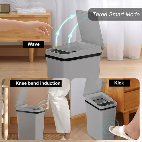 3 Pack - Small Trash Can with Lid for Bathroom 2.5 Gallon Automatic ...