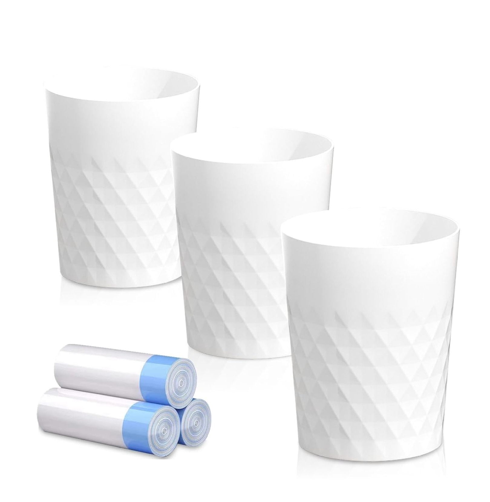 3 Pack Small Trash Can with Trash Bags Bathroom Garbage Bin Round ...